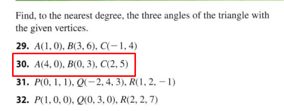 Solved Find, to the nearest degree, the three angles of the | Chegg.com