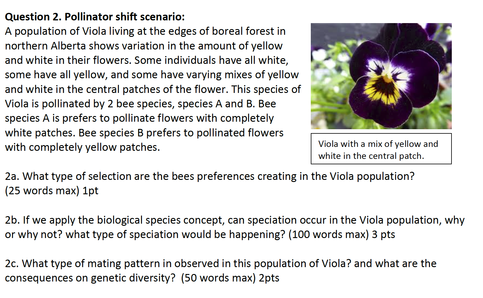 Solved Question 2. Pollinator shift scenario: A population | Chegg.com