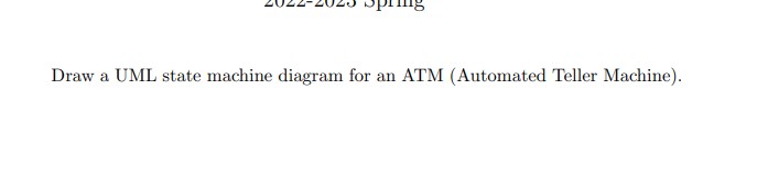 Solved Draw a UML state machine diagram for an ATM | Chegg.com