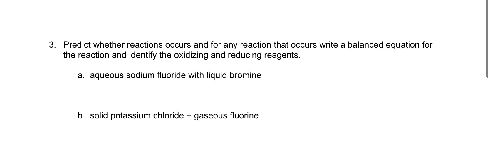 Solved Predict whether reactions occurs and for any reaction | Chegg.com