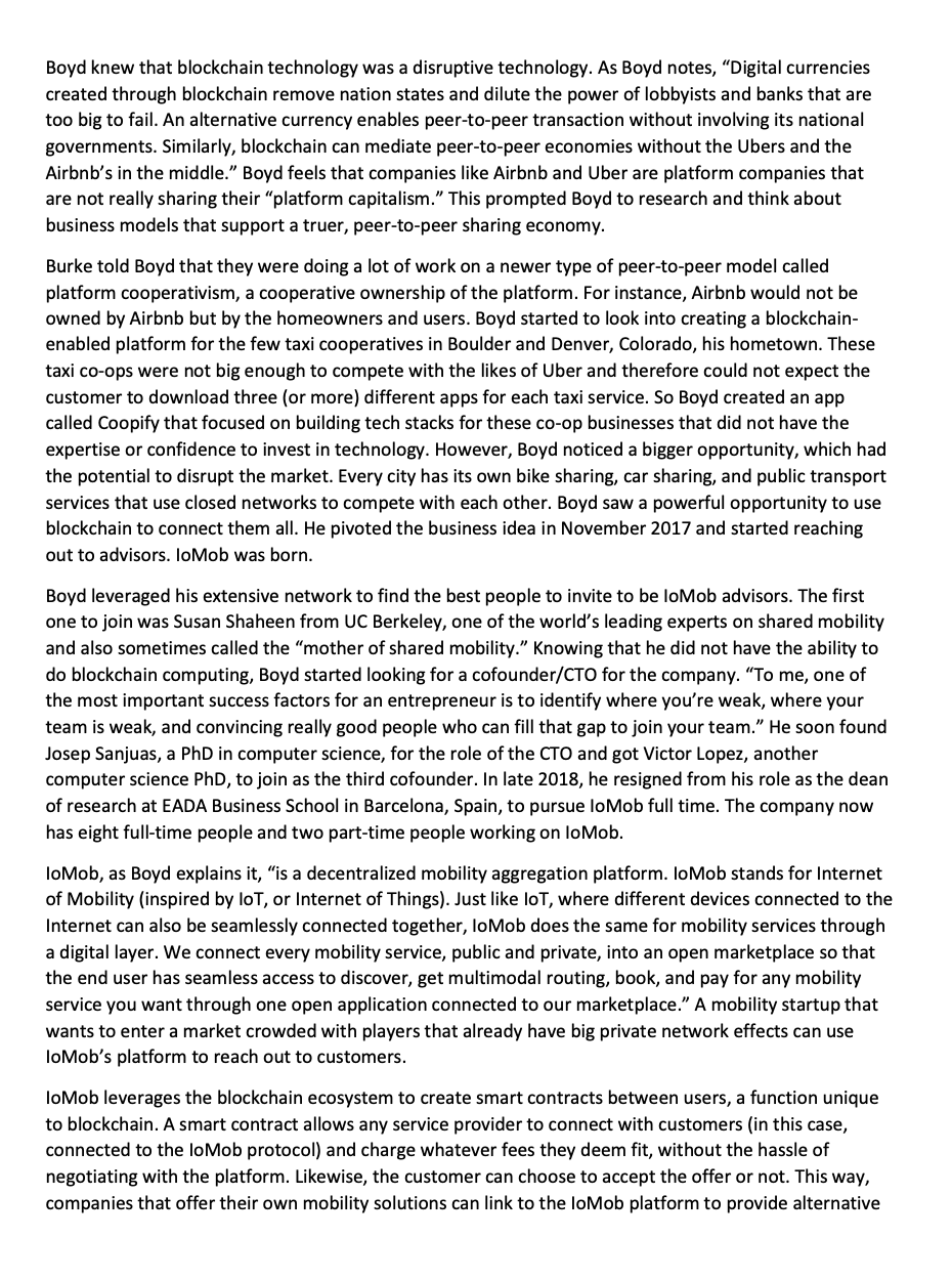 Solved Case Study Boyd Cohen, cofounder, IoMob Boyd Cohen is | Chegg.com