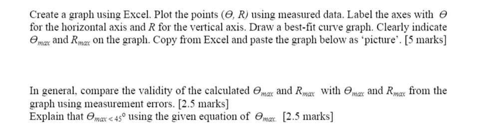 Solved Create a graph using Excel. Plot the points (e, R) | Chegg.com