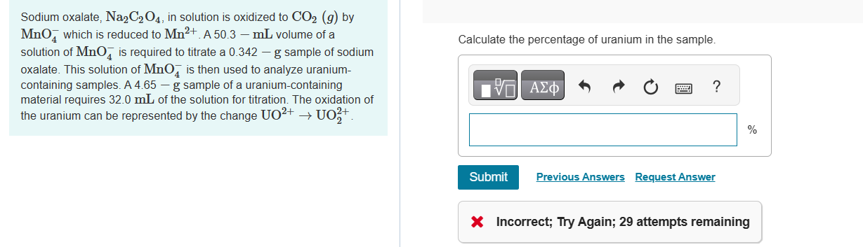 Solved Sodium oxalate, Na2C2O4, in solution is oxidized to | Chegg.com