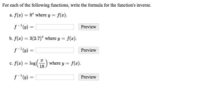 Solved For each of the following functions, write the | Chegg.com
