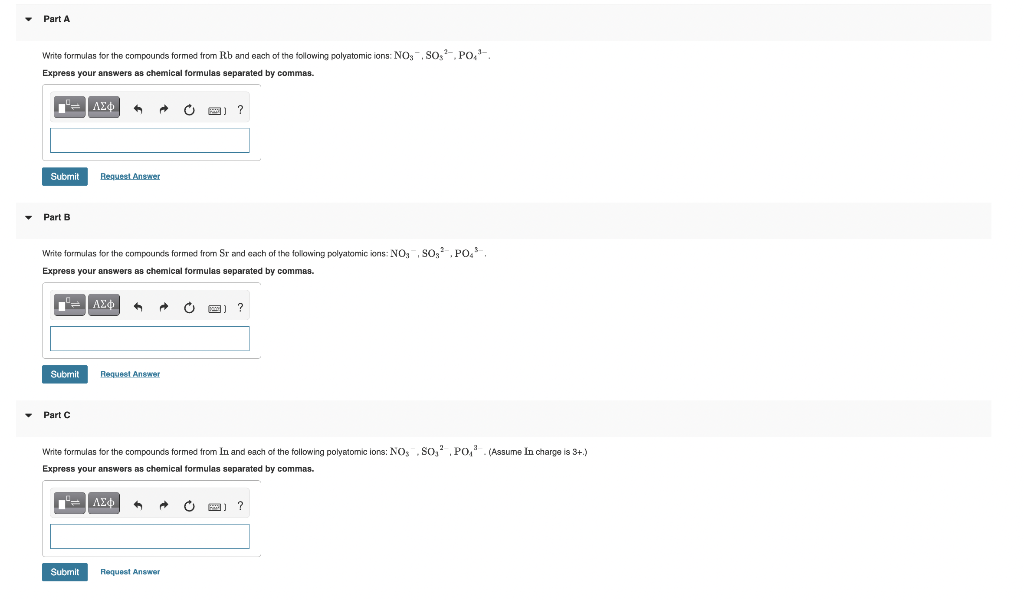 Solved Part a - Write formulas for the compounds formed | Chegg.com