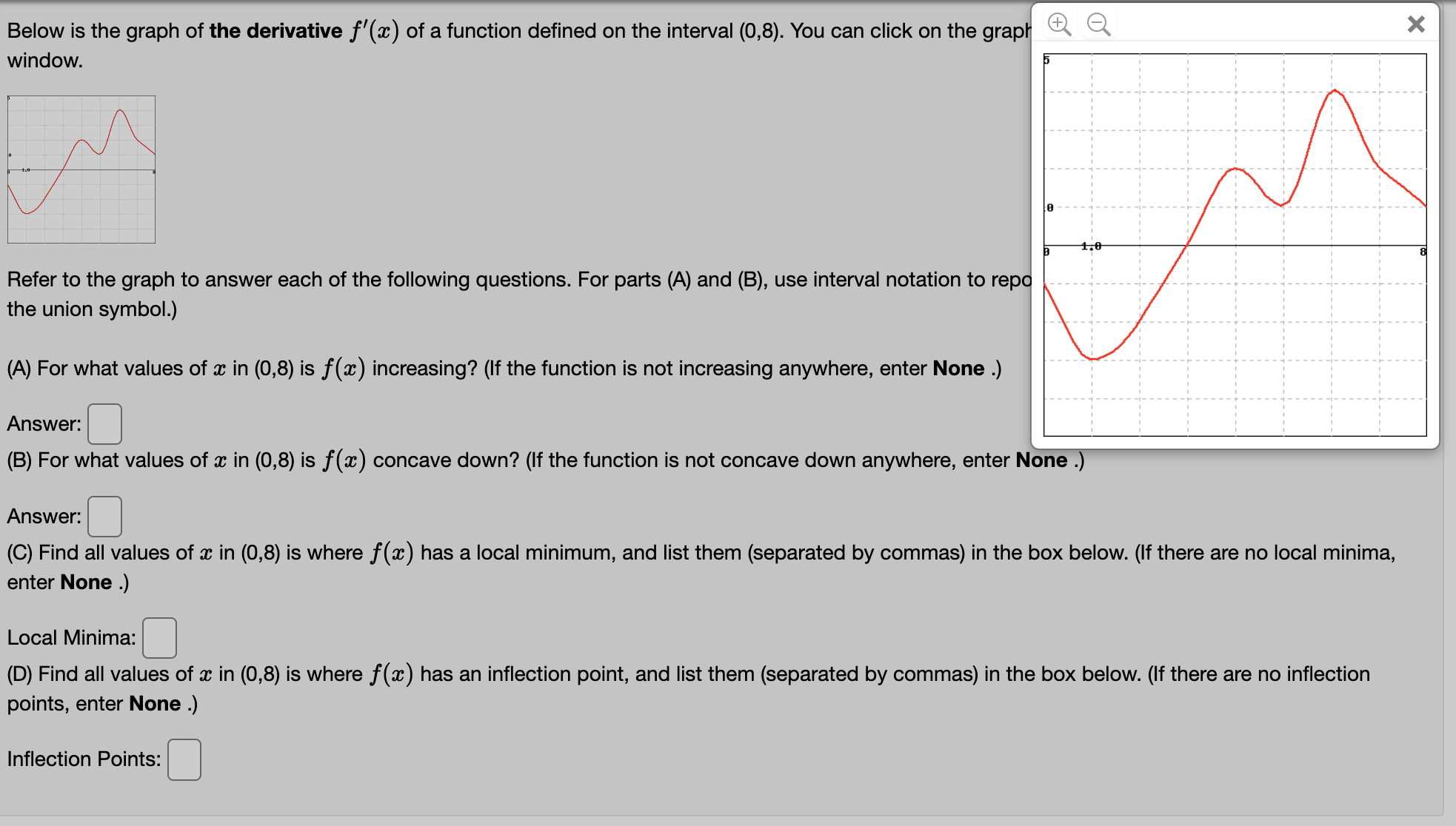 Solved Below is the graph of the derivative f'(x) ﻿of a | Chegg.com