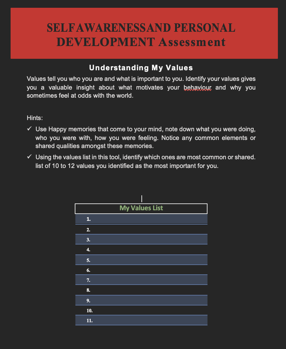 SELFAWARENESSAND PERSONAL DEVELOPMENT Assessment | Chegg.com