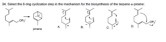 Solved 34. Select the 6-ring cyclization step in the | Chegg.com