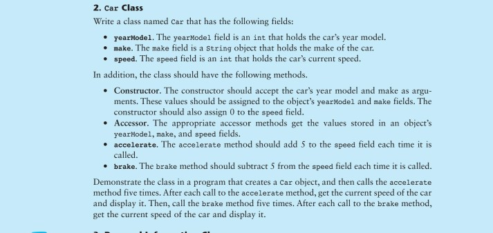 Solved 2. Car Class Write a class named Car that has the | Chegg.com