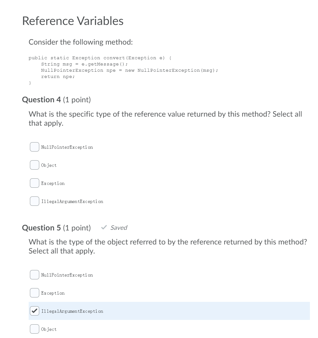 Solved Example Code The next three questions refer to the | Chegg.com