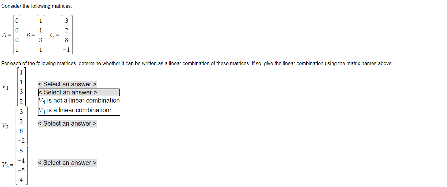 Solved Consider the following matrices: | Chegg.com