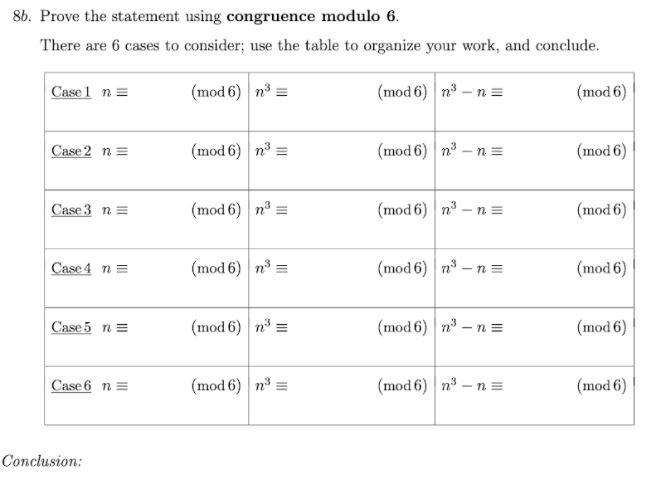 Solved 86. Prove the statement using congruence modulo 6. | Chegg.com