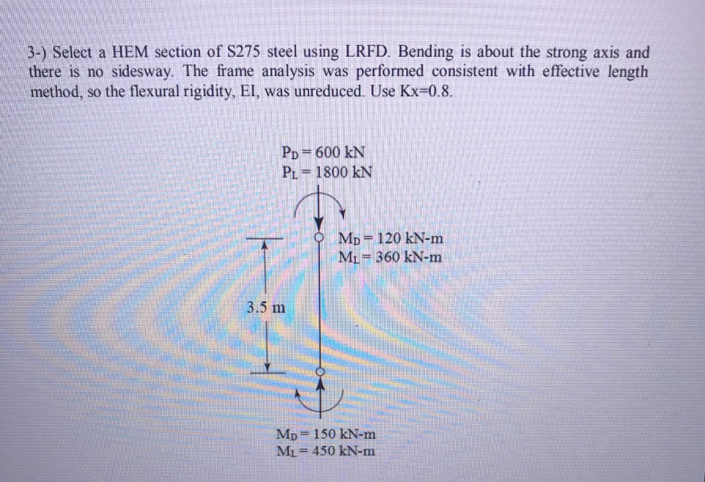 Solved 3-) Select a HEM section of S275 steel using LRFD. | Chegg.com