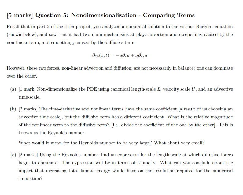 Solved (5 marks] Question 5: Nondimensionalization - | Chegg.com