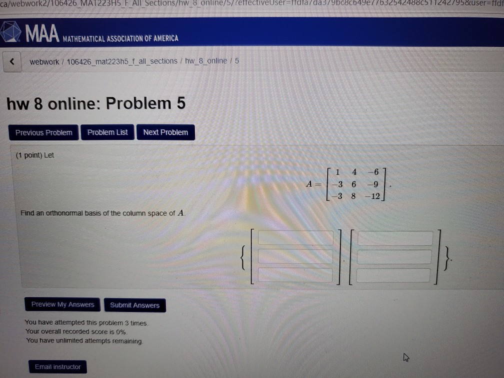 Solved ca/webwork2/106426 MAT223H5 F All Sections/hw 8 | Chegg.com