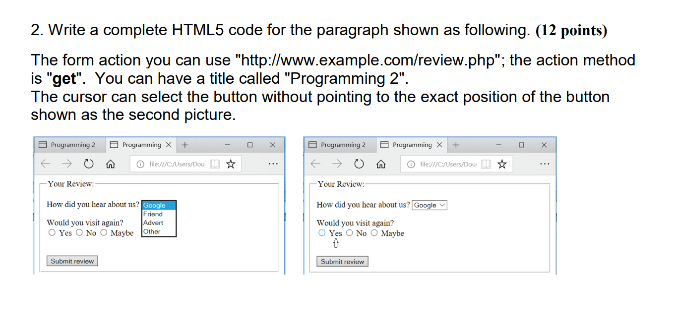 Solved 2. Write a complete HTML5 code for the paragraph | Chegg.com