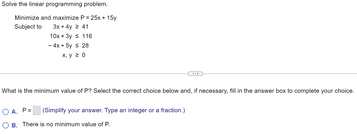 Solved Solve the linear programming problem. Minimize and | Chegg.com
