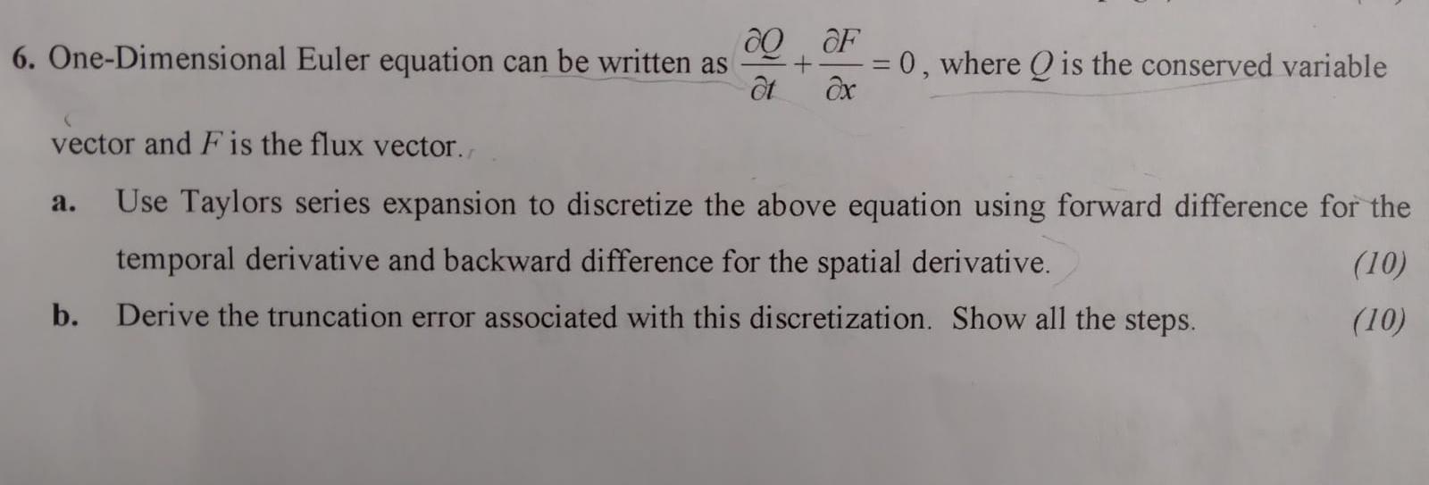 Solved 20 OF 6. One-Dimensional Euler equation can be | Chegg.com