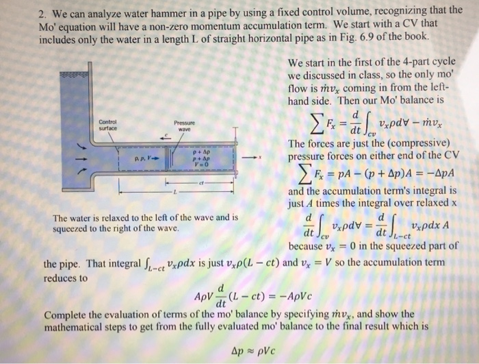 2. We can analyze water hammer in a pipe by using a | Chegg.com