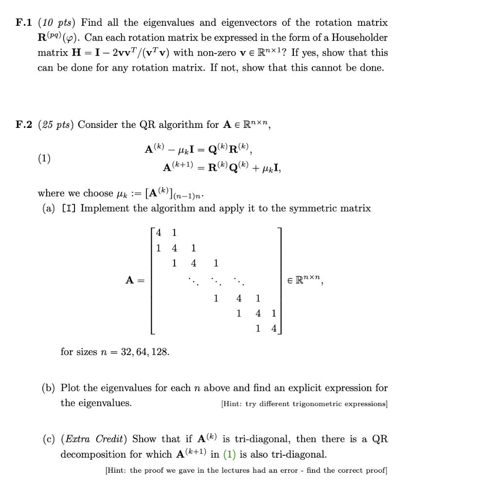 Solved F.1 (10 pts) Find all the eigenvalues and | Chegg.com