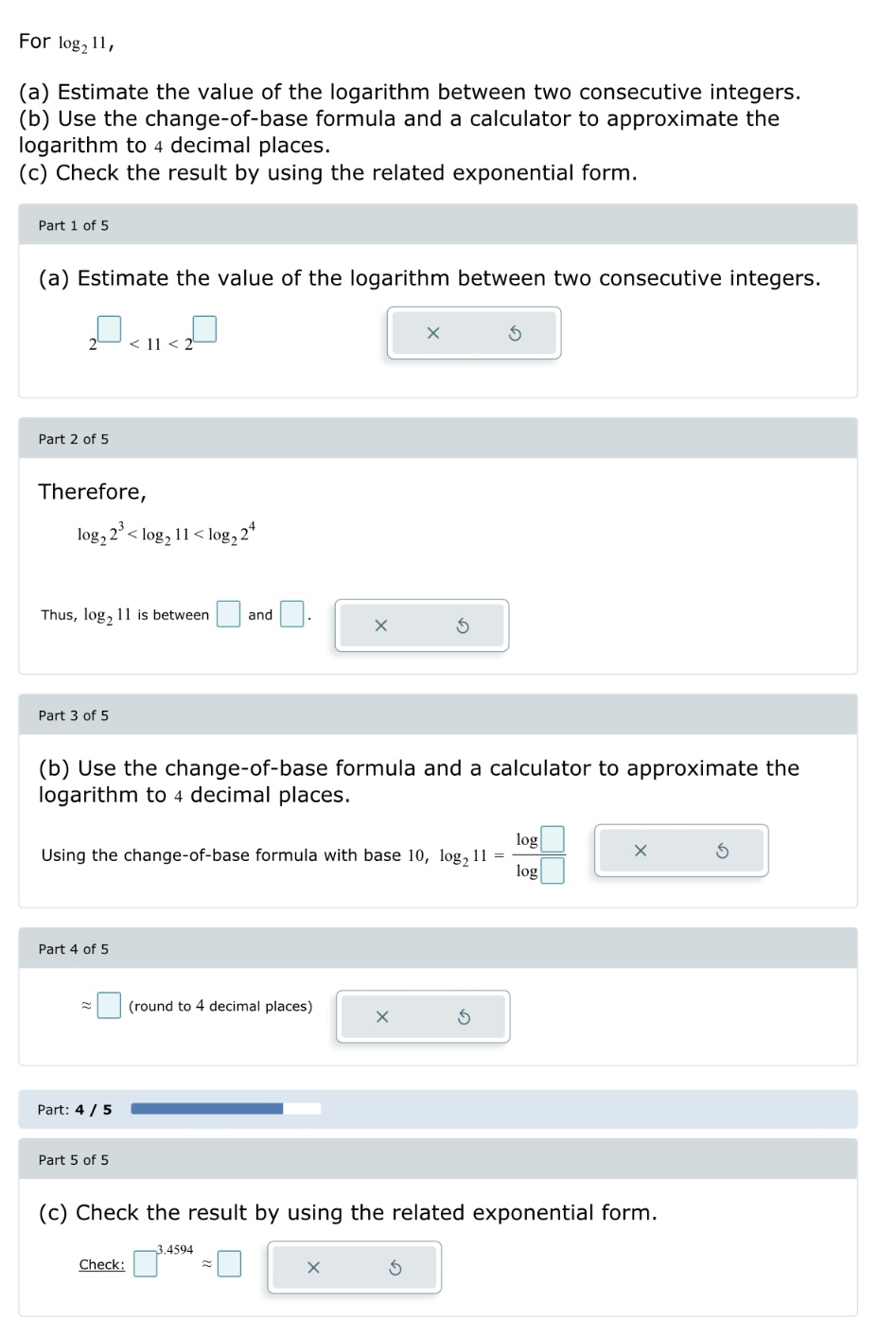 Solved For log211, (a) Estimate the value of the logarithm | Chegg.com