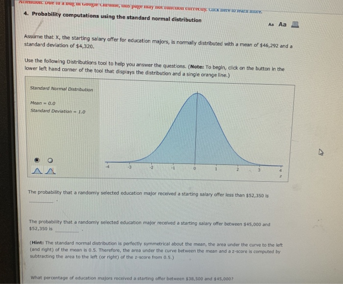 Solved 4. Probability computations using the standard normal | Chegg.com