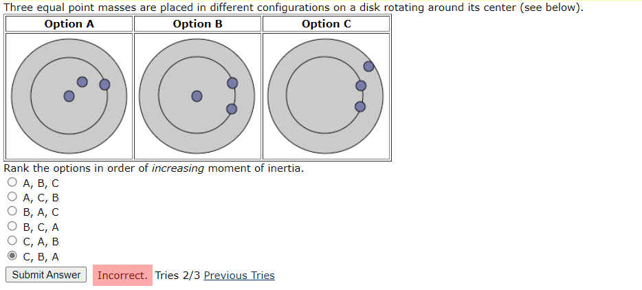 Solved Three equal point masses are placed in different | Chegg.com