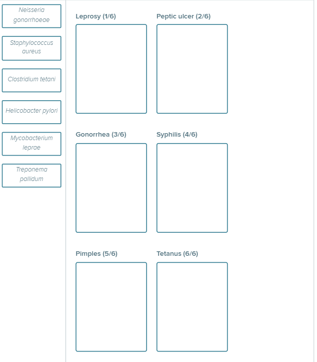 Solved Causative Agents of Bacterial Disease Match the | Chegg.com