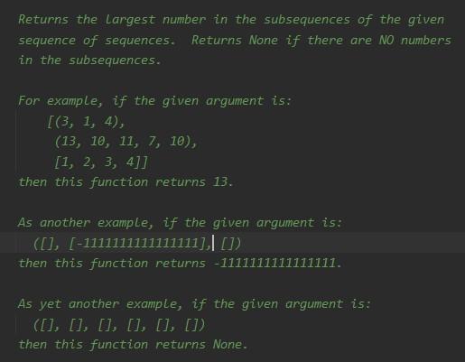 Solved Returns the Largest number in the subsequences of the | Chegg.com