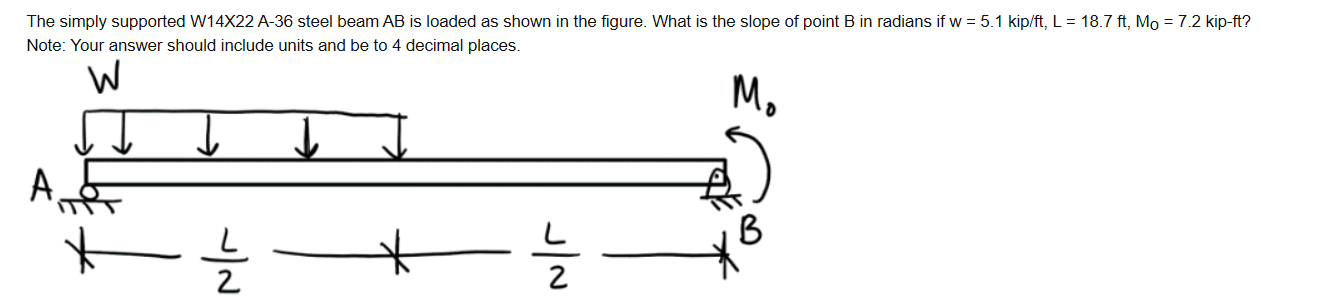 Solved The simply supported W14X22 A-36 steel beam AB is | Chegg.com
