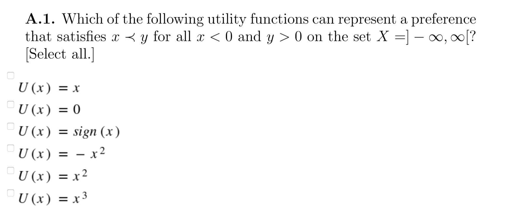 Solved A.1. Which of the following utility functions can | Chegg.com