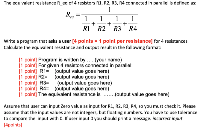 Solved The equivalent resistance R_eq of 4 resistors R1, R2, | Chegg.com