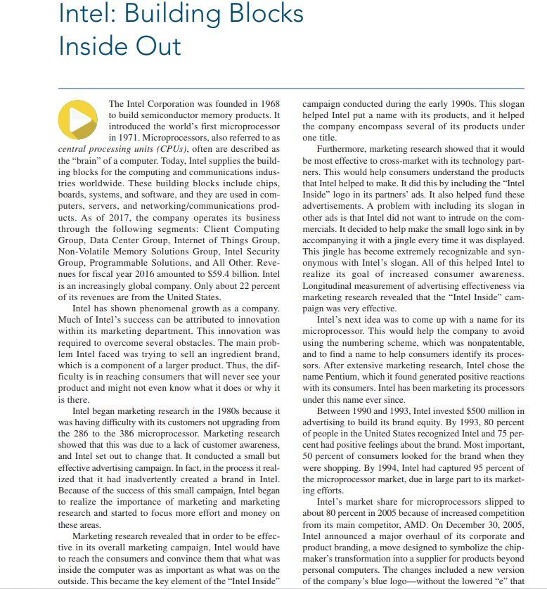 Solved Intel: Building Blocks Inside Out The Intel | Chegg.com