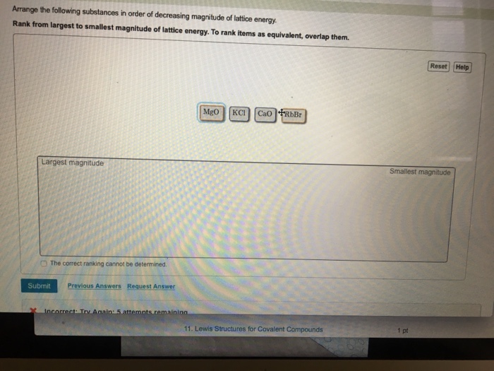 Solved place the following in order of decreasing magnitude | Chegg.com