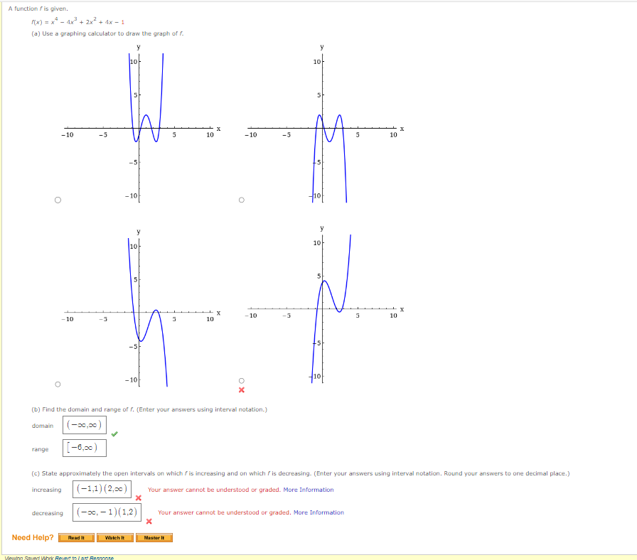 Solved r(x)=x4−4x3+2x2+4x−1 (a) Use a graphing calculator to | Chegg.com