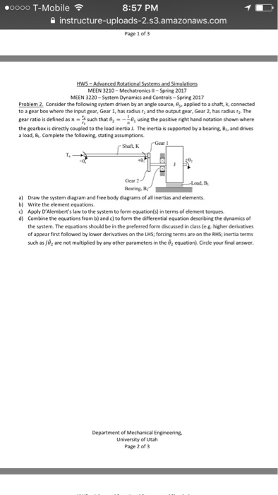 Solved Consider the following system driven by an angle | Chegg.com