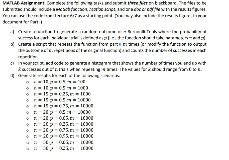 MATLAB Assignment: Complete the following tasks and | Chegg.com