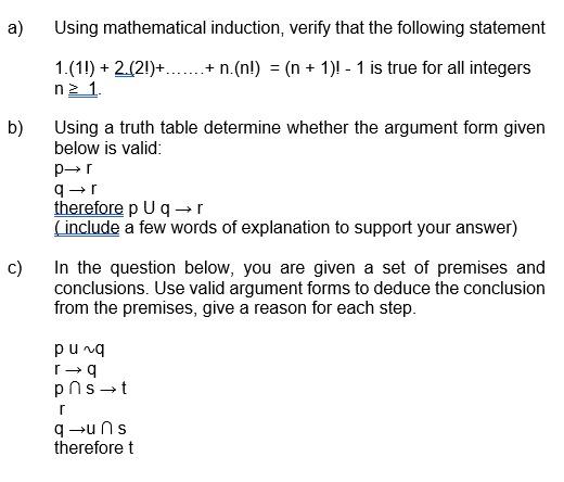 Solved Using mathematical induction, verify that the | Chegg.com
