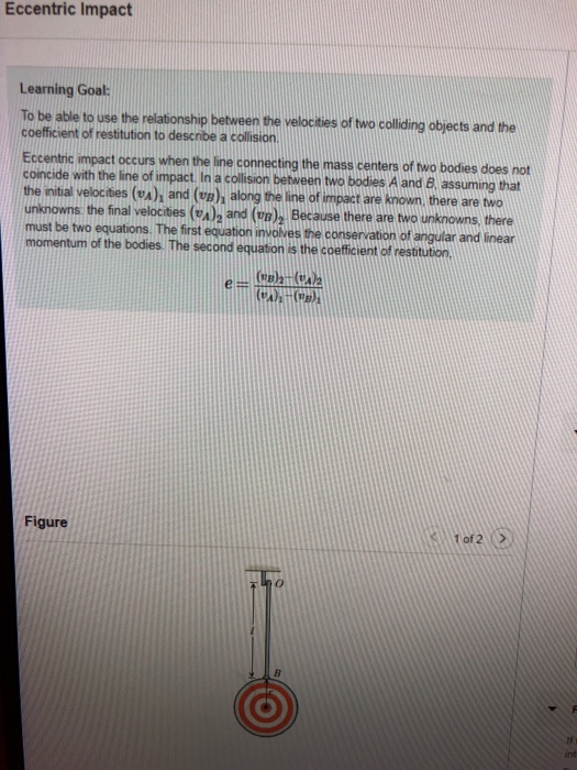 Solved Eccentric Impact Learning Goal: To be able to use the | Chegg.com