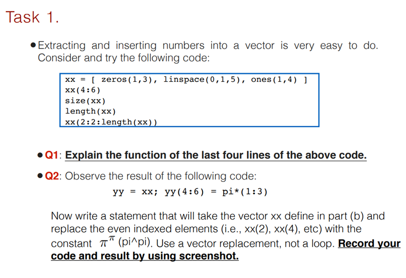 Solved - Extracting and inserting numbers into a vector is | Chegg.com
