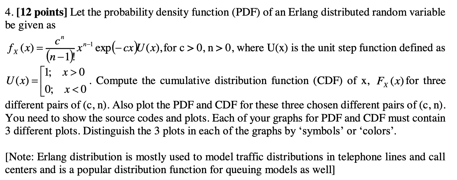 4. [12 points] Let the probability density function | Chegg.com