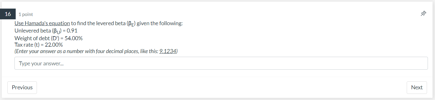Solved Use Hamada's equation to find the levered beta (βE) | Chegg.com