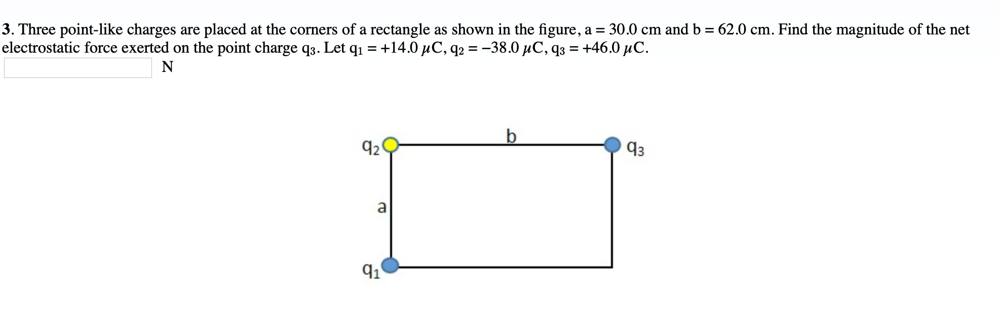 Solved 3. Three point-like charges are placed at the corners | Chegg.com