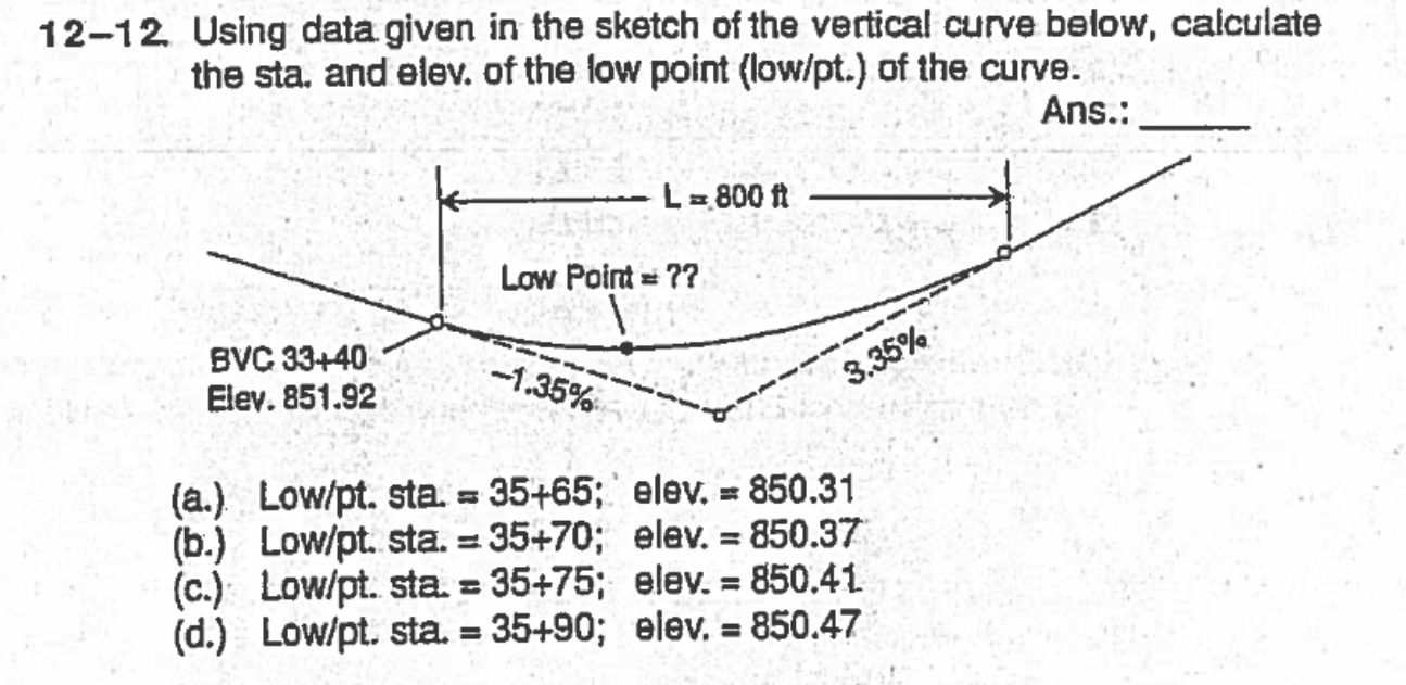 Solved 12-12. Using data given in the sketch of the vertical | Chegg.com