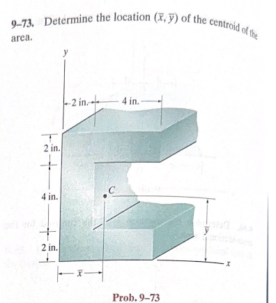 Solved 9-73. Determine the location (xˉ,yˉ) of the centroid | Chegg.com