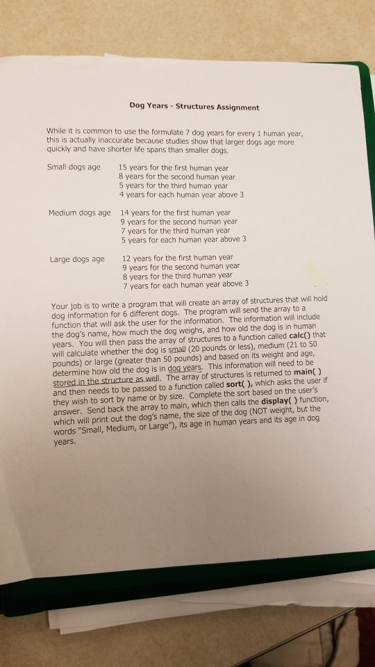 Solved Dog Years - Structures Assignment While it is common | Chegg.com