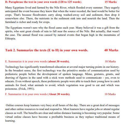 Solved D. Paraphrase the text in your own words (120 to 125 | Chegg.com