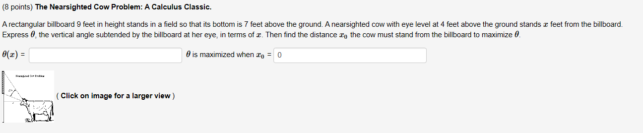 Solved (8 points) The Nearsighted Cow Problem: A Calculus | Chegg.com