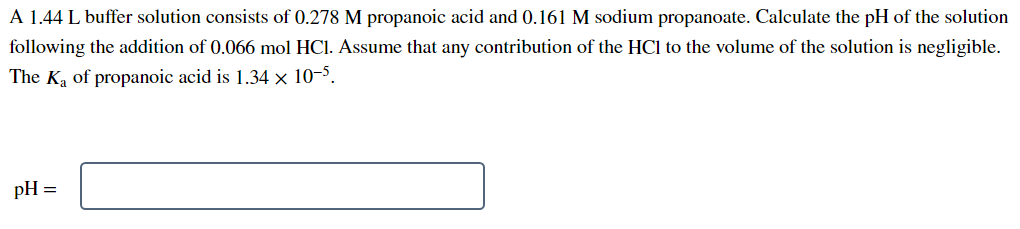 Solved A 1.44 L buffer solution consists of 0.278 M | Chegg.com
