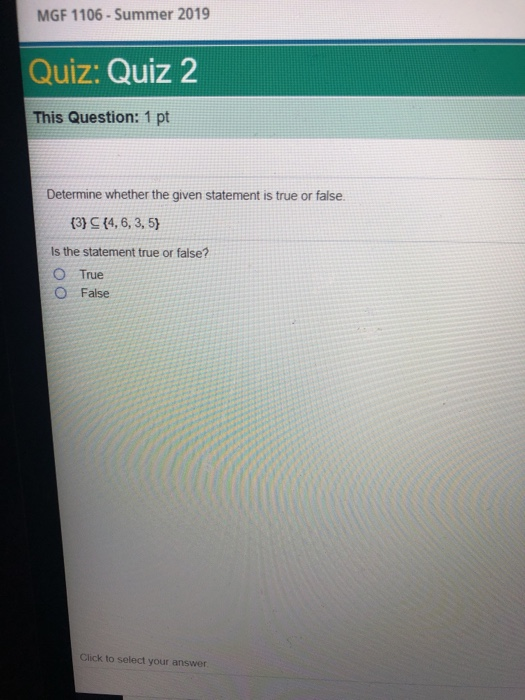 Solved MGF 1106- Summer 2019 Quiz: Quiz 2 This Question: 1 | Chegg.com